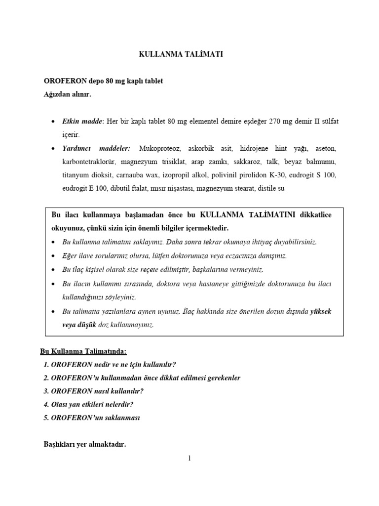 OROFERON Depo 80 MG Kaph Tablet-KT - PDF | PDF