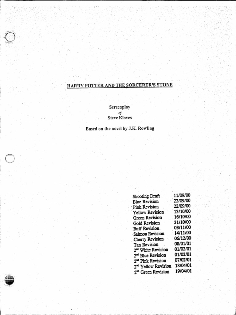Harry Potter 1 and The Sorcerers Stone Script | PDF