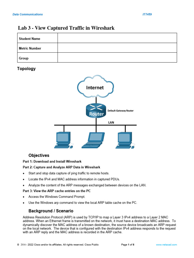 Lab 3 - View Captured Traffic in Wireshark | PDF | Computer Network | Internet Standards
