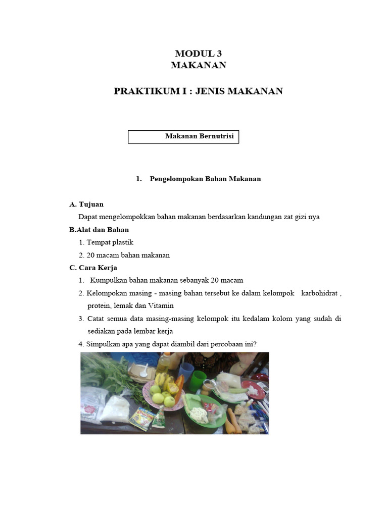 Modul 3 Makanan Praktikum I Uji Makanan | PDF
