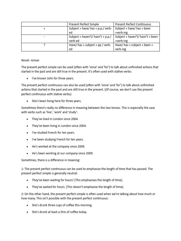 Present Perfect Simple Vs Continuous | PDF | Semantic Units ...