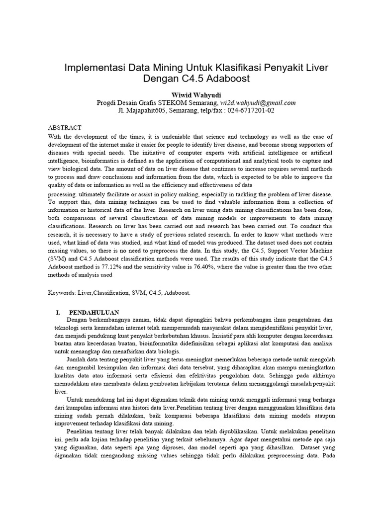 Implementasi Data Mining Untuk Klasifikasi Penyaki | PDF