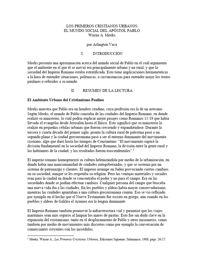 Informe de Lectura - Wayne Meeks | Descargar gratis PDF | Pablo el ...