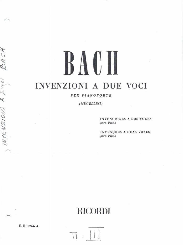 Bach, Invenzioni A Due Voci | PDF