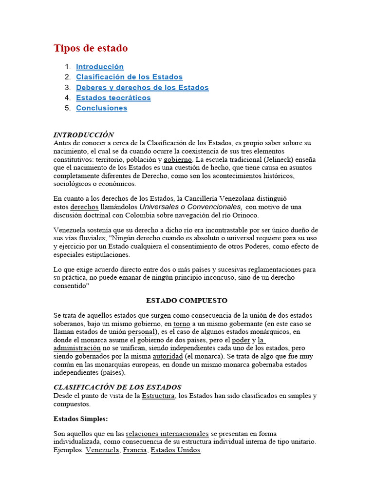 Tipos de Estado | PDF | Teocracia | Estado (política)