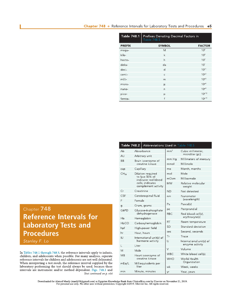 Refference Range Pediatri | PDF