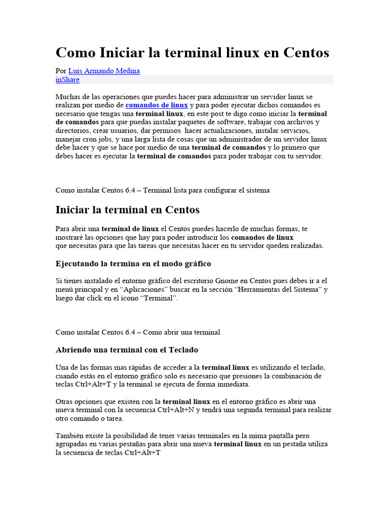 Cómo abrir la terminal en CentOS | PDF | Entorno de escritorio ...