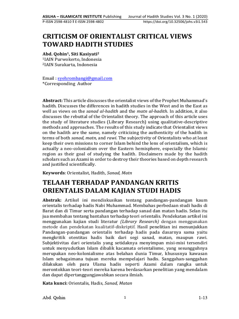 Dzarin, Final English Abd Qohin | PDF | Hadith | Muhammad