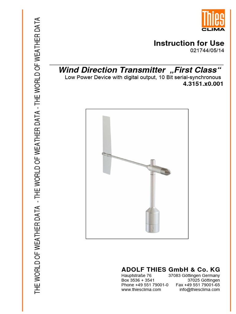 Girouette Wind Vane Digital TMR 4.3151.x0.000 10 Bit | PDF | Electrical ...