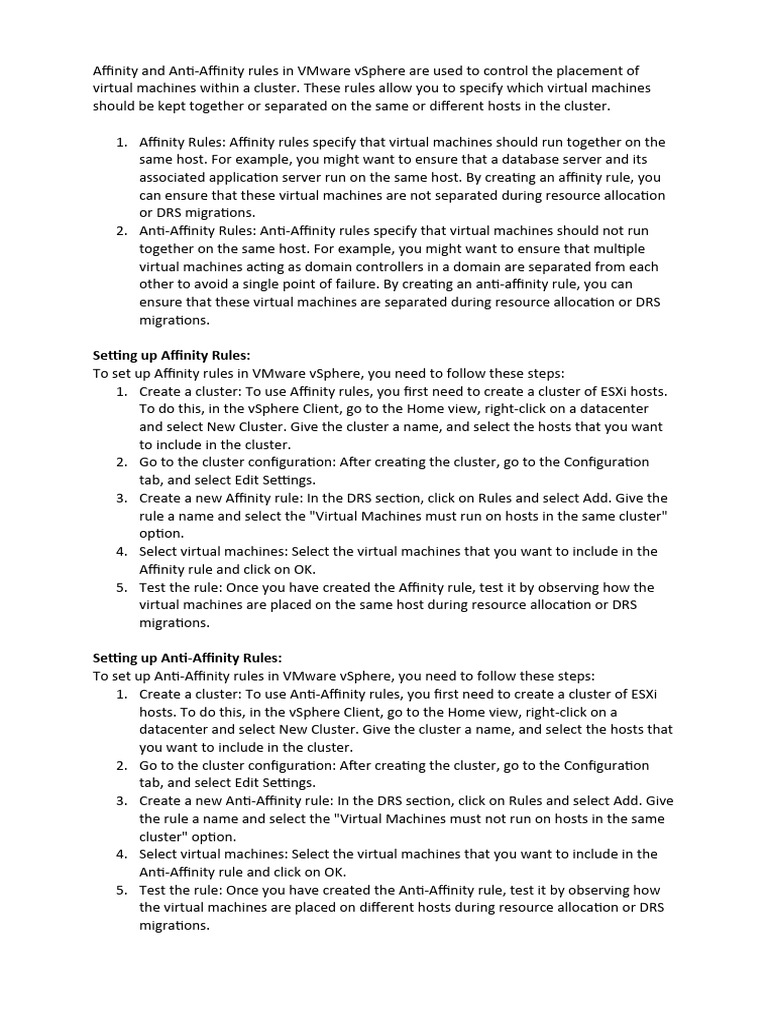 All About Affinity Rules | PDF | System Software | Computer Engineering