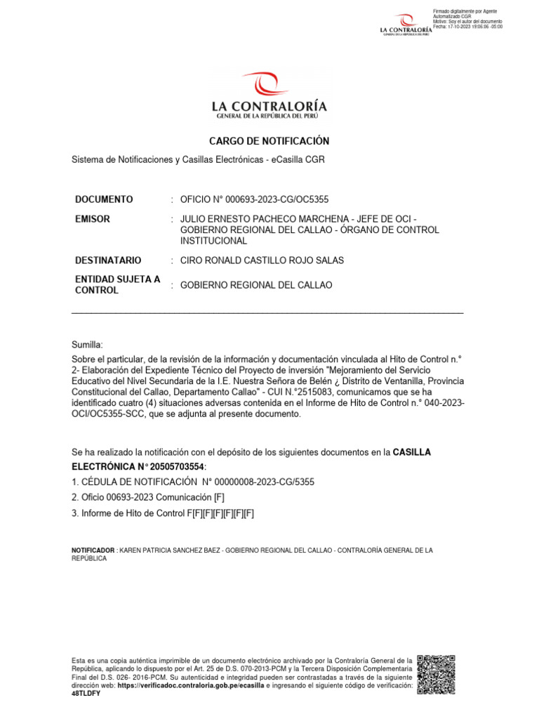 Cargo + Cedula +Oficio + Informe | PDF