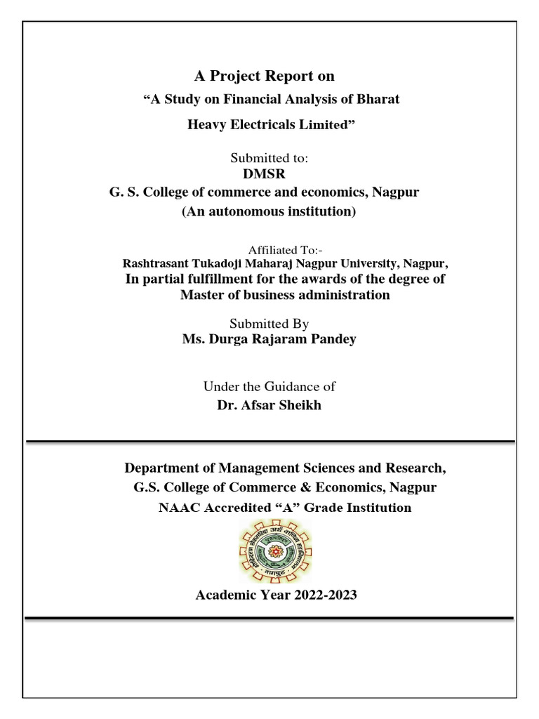 Project Report For Mba | PDF | Debt | Revenue