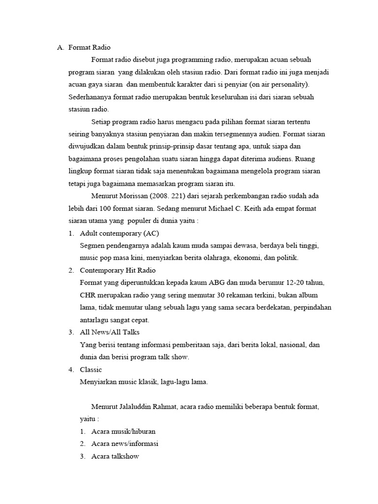 Format dan Fungsi Siaran Radio | PDF