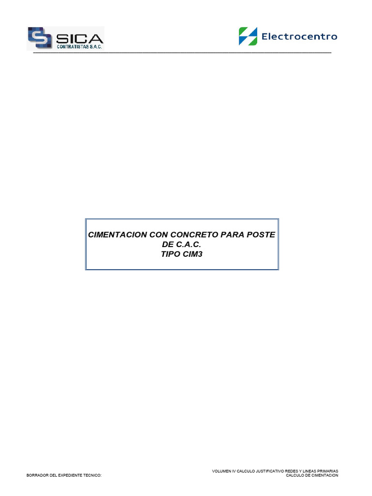 Cimentación CIM3 para Postes C.A.C. | PDF | Fundación (Ingeniería ...