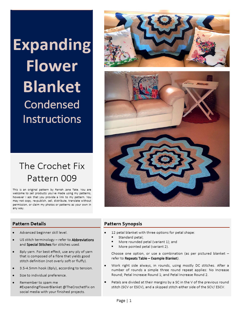 Expanding Flower Blanket | PDF | Crochet | Knitting