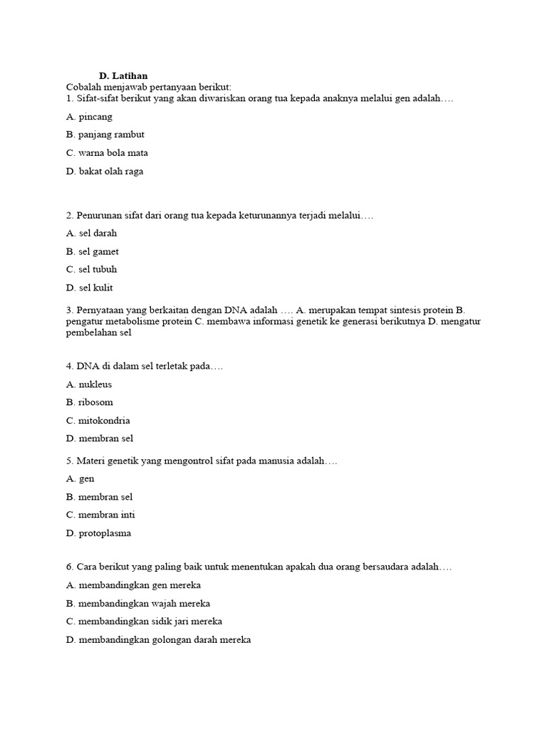 Latihan Soal Pewarisan Sifat | PDF