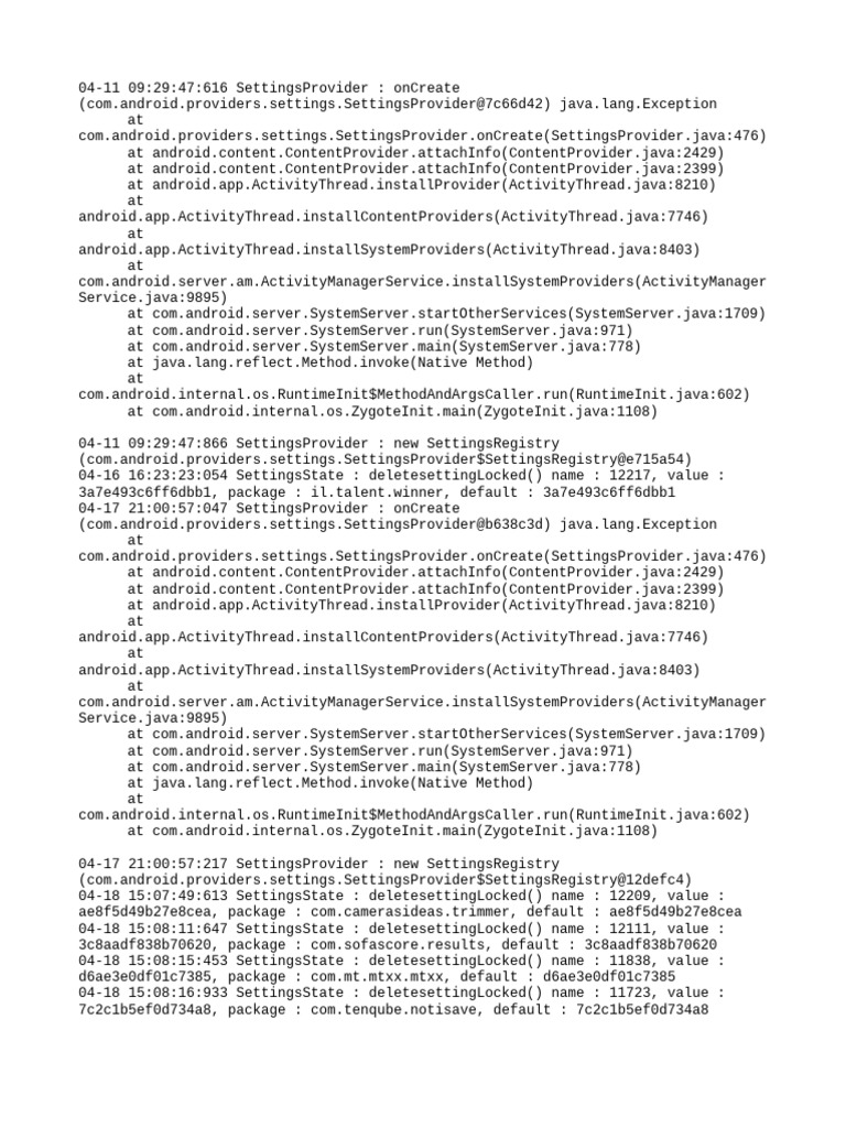Settingsprovider | PDF | Java (Programming Language) | Object (Computer Science)