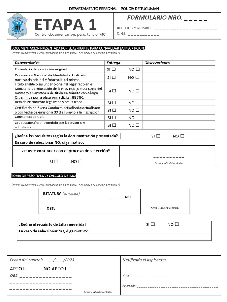 Formulario Control Documentacion - Talla y Visus 2023 | PDF | Documento de identidad | Gobierno ...