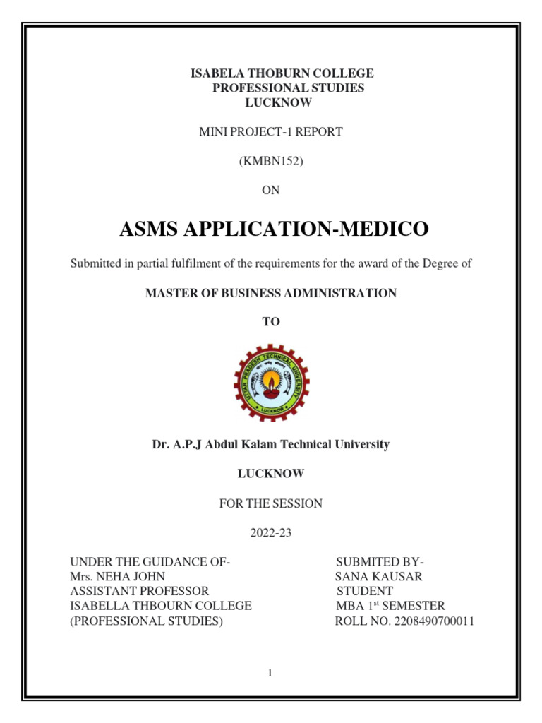 Asms Healthcare Application (Mba Project) | PDF | Cognitive Behavioral Therapy | Health Care