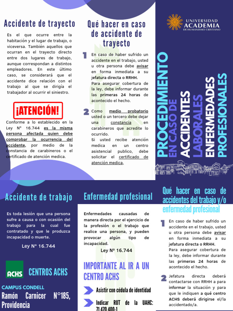 Tríptico Interno Procedimientos en Caso de Accidentes | PDF | Causas de ...