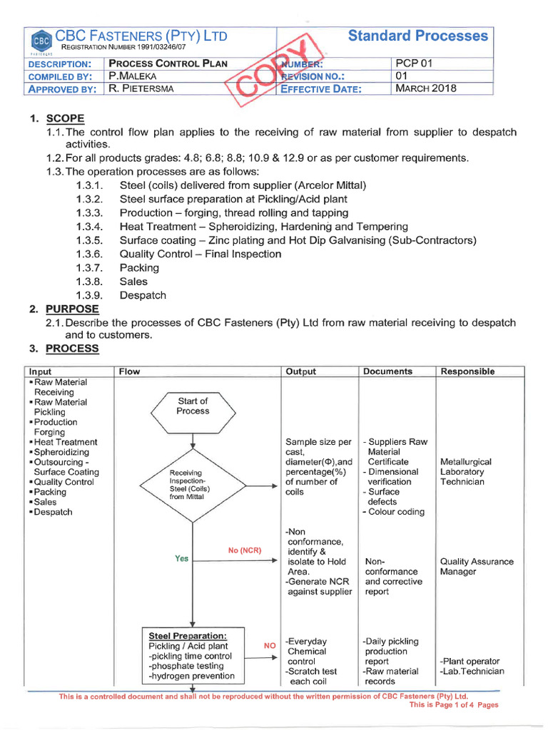 General Inspection - CBC Fasteners - Proce | PDF