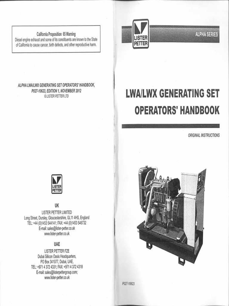 Lwa-Lwx Generating Set Operator's Handbook | PDF