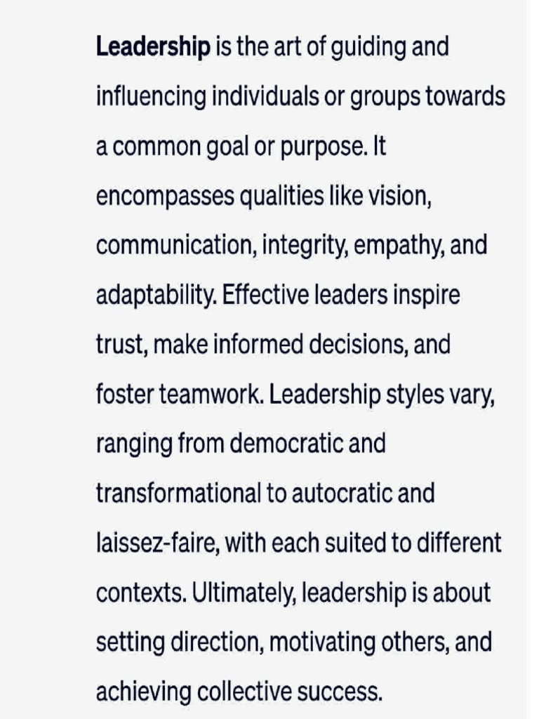 Leadership.. Quality, and Types (Aditya Anand) | PDF