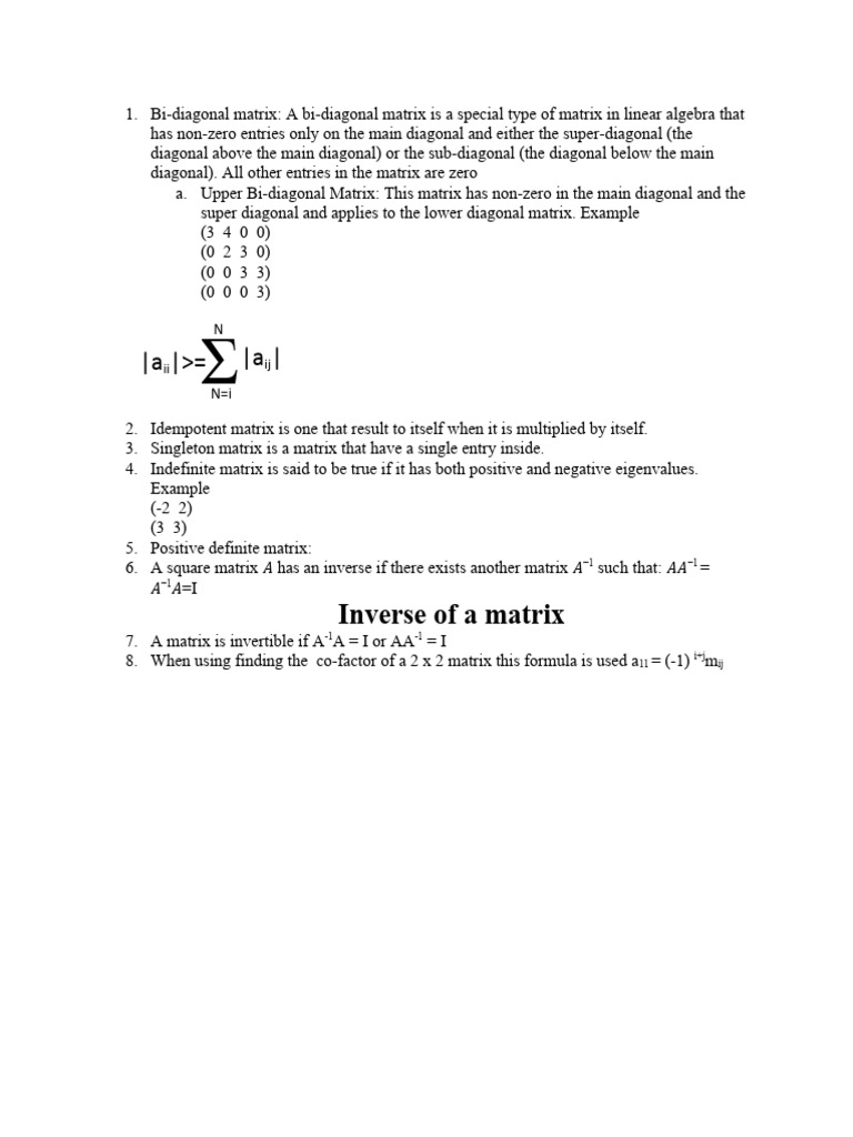 Linear Algebra Matrix Types | PDF