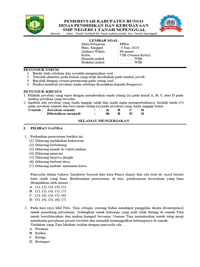 Soal PPKN Kelas Viii SMT Genap | PDF
