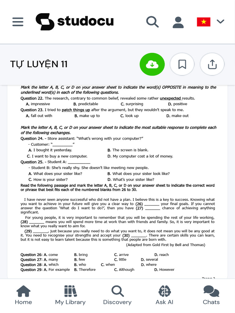Tự Luyện 11 - s ở Giáo d Ục Và Đào t Ạo h Ải d Ương Trường Thpt Ái Qu Ốc (đ ề Thi Có 0 5 Trang ...