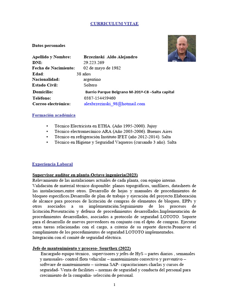 CV 24 | PDF | Electricista