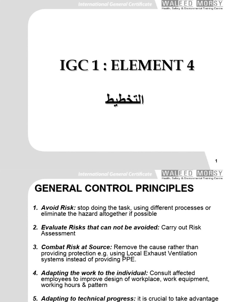 General Control Principles for Safety | PDF | Personal Protective ...