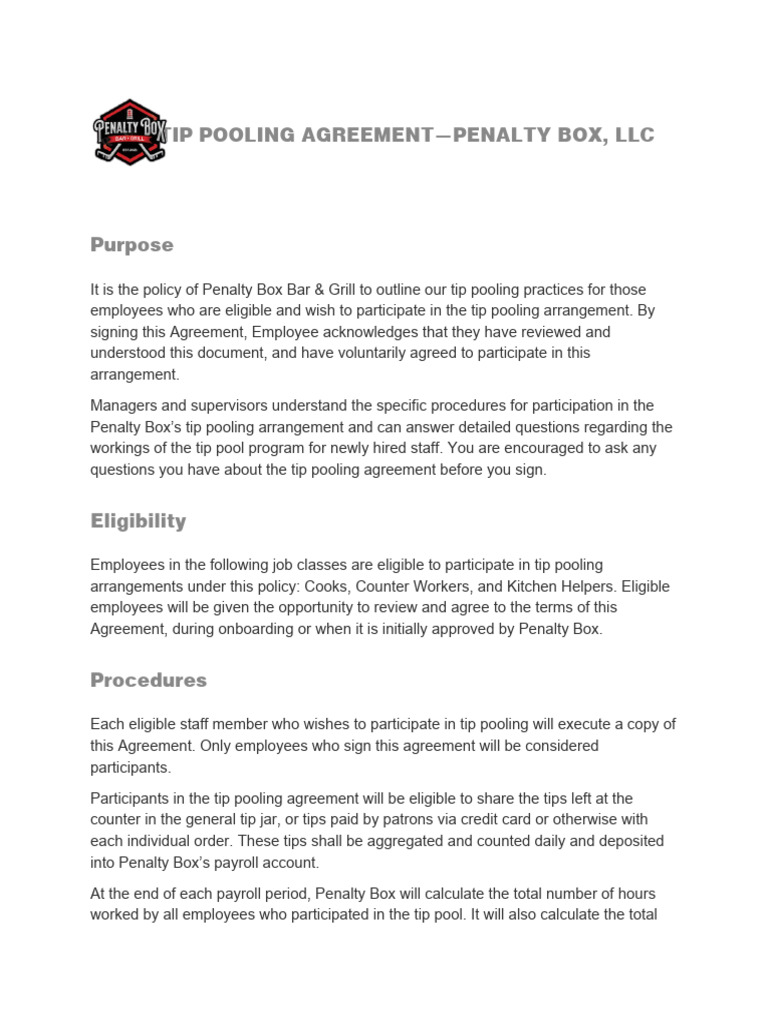 Tip Pooling | PDF | Gratuity | Payroll