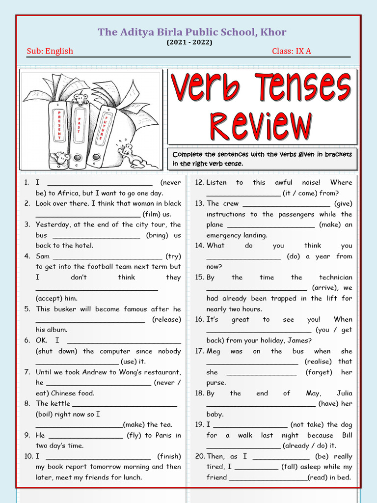 English - IX A - Revising Tenses | PDF