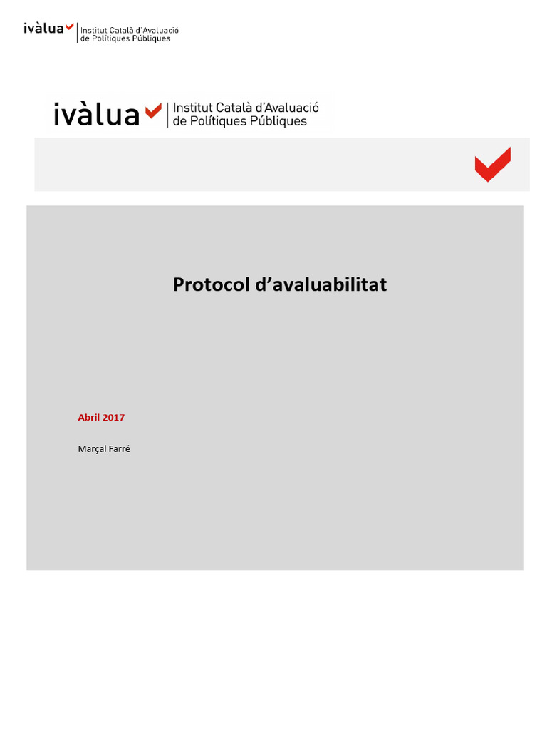 Protocol Avaluabilitat - IVÀLUA | PDF