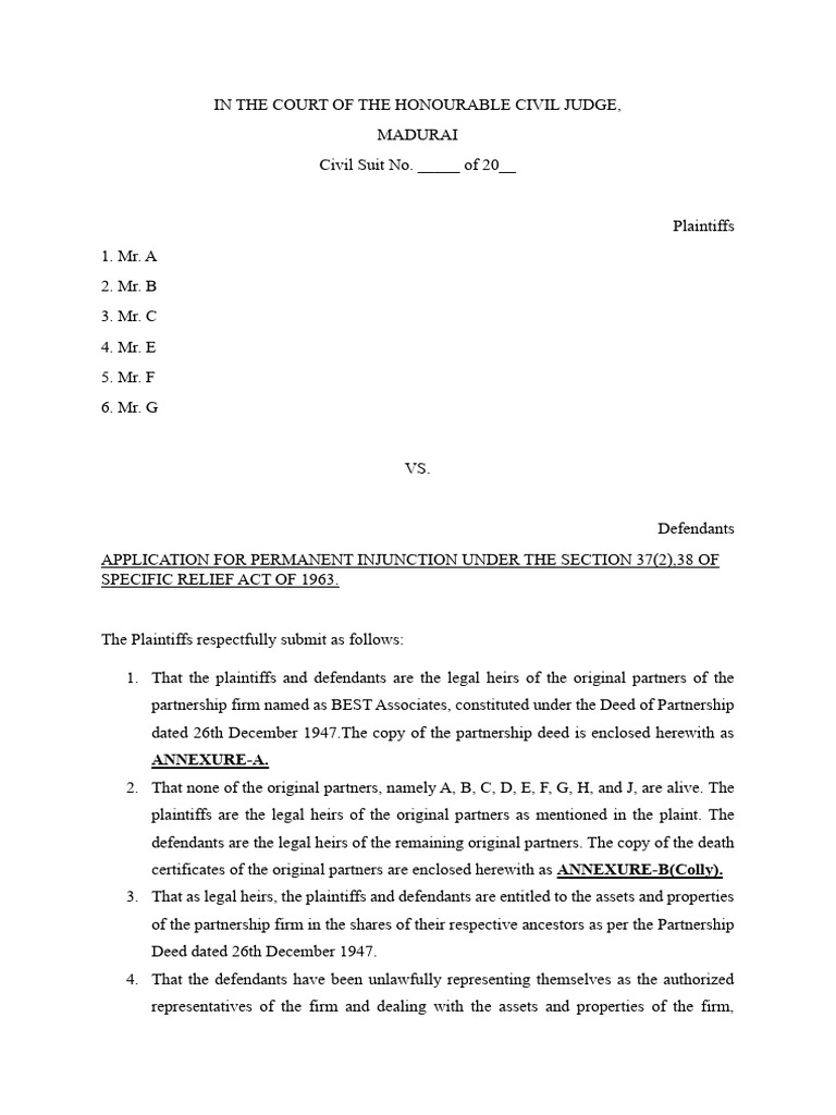 Application For Permanant Injunction | PDF | Injunction | Justice