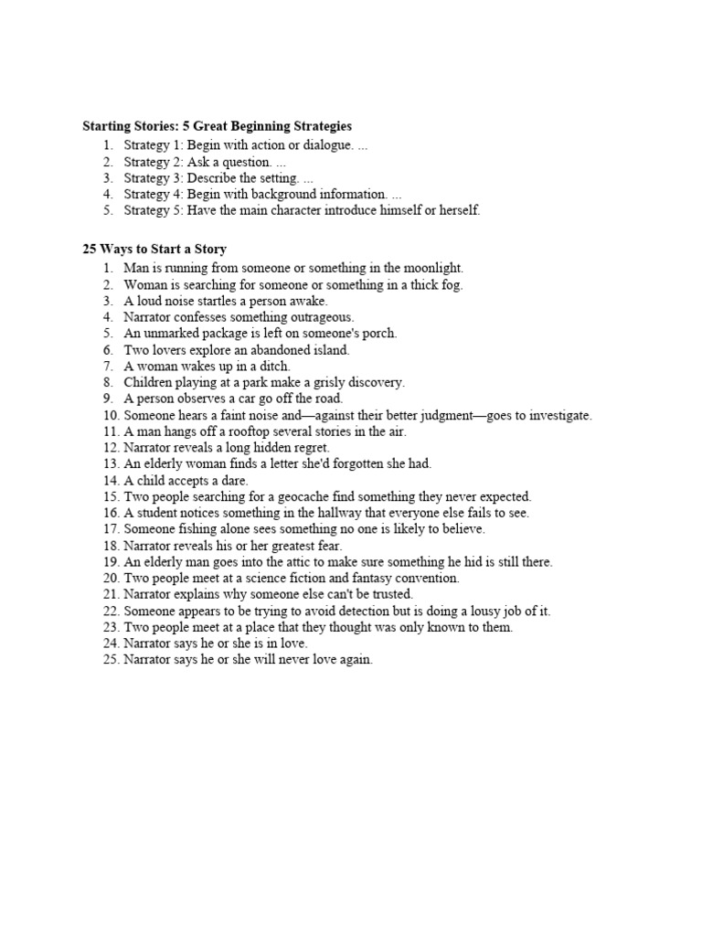 Engaging Story Beginnings: 5 Strategies | PDF