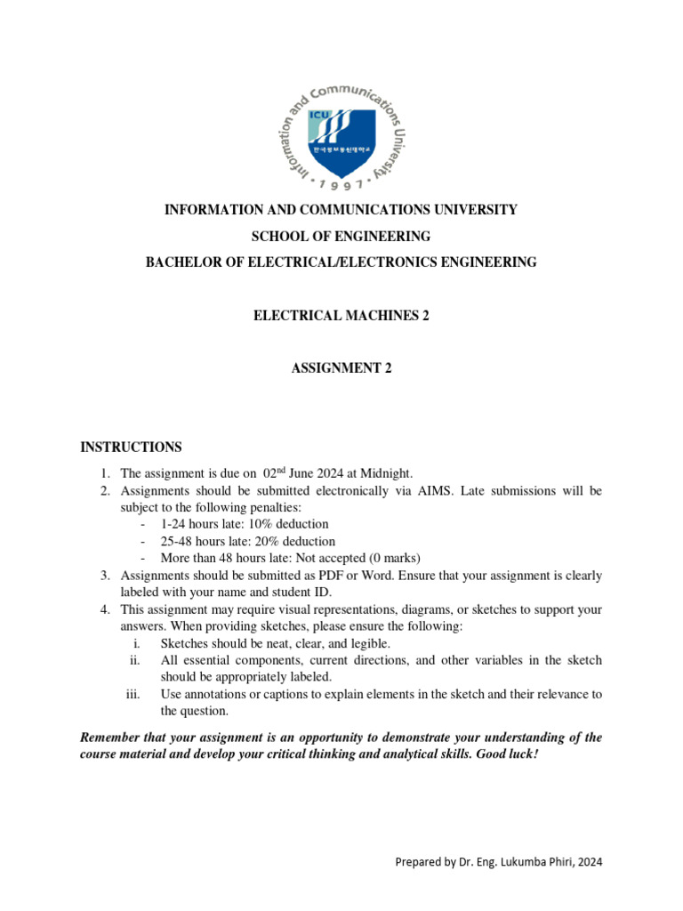 829.electrical Machines Assignment 2 2024 | Download Free PDF ...
