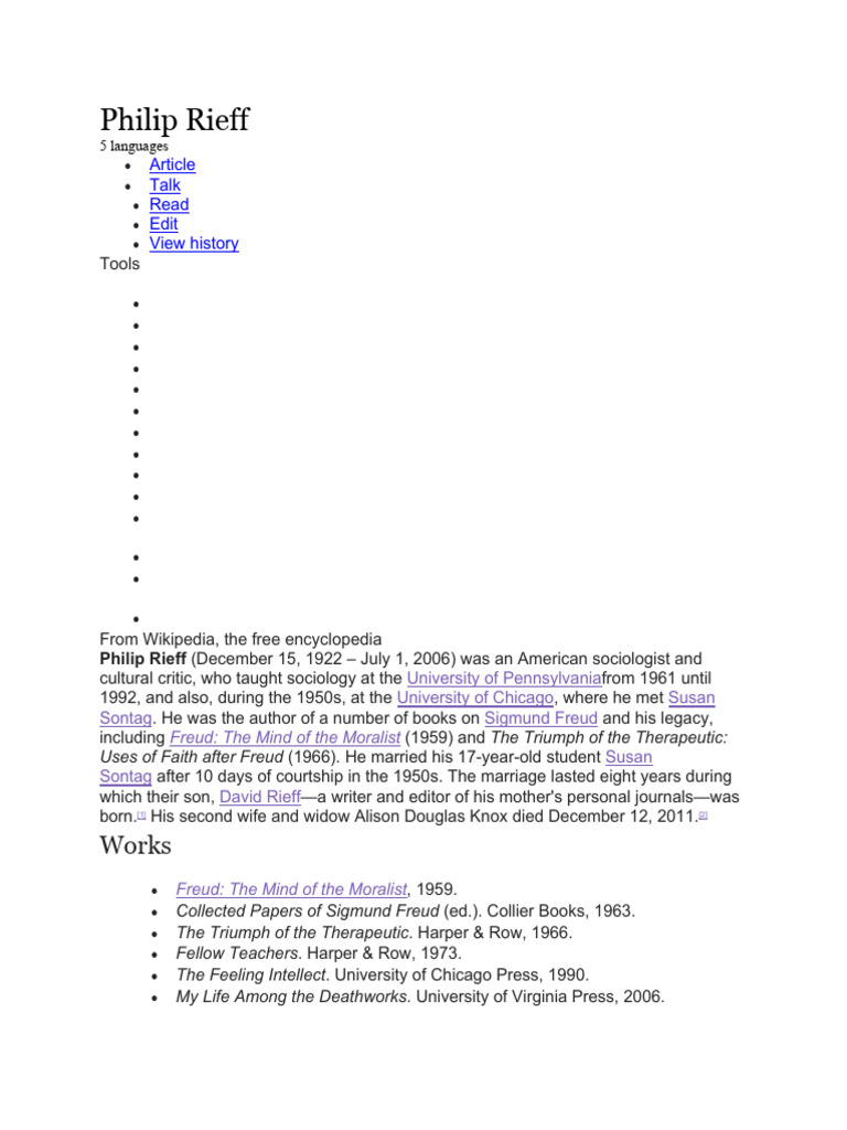 Philip Rieff: Works | PDF