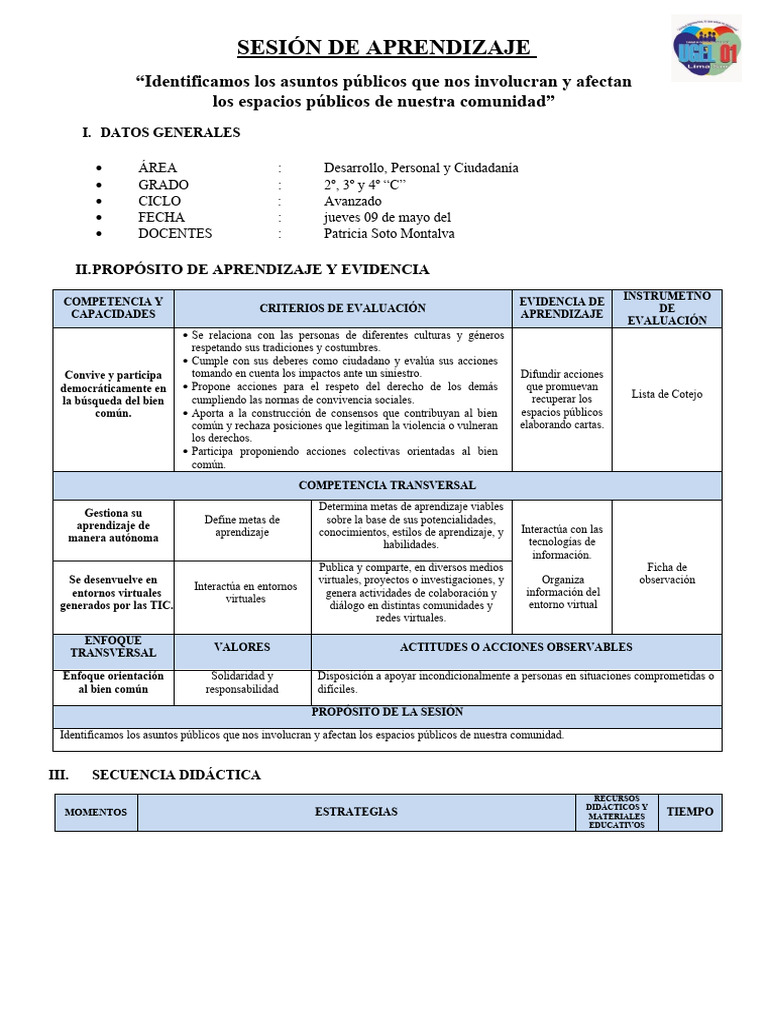 PRIMERO - DPC - 28-08 Al 01-09 | PDF | Aprendizaje | Valores