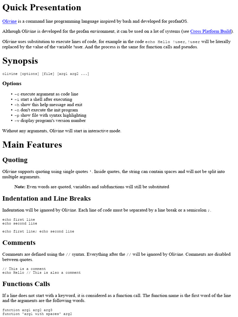 Olivine Documentation | Download Free PDF | Parameter (Computer Programming) | Control Flow