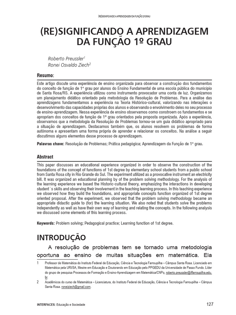 Re Significando A Aprendizagem Da Funca | PDF | Aprendizado | Experiência