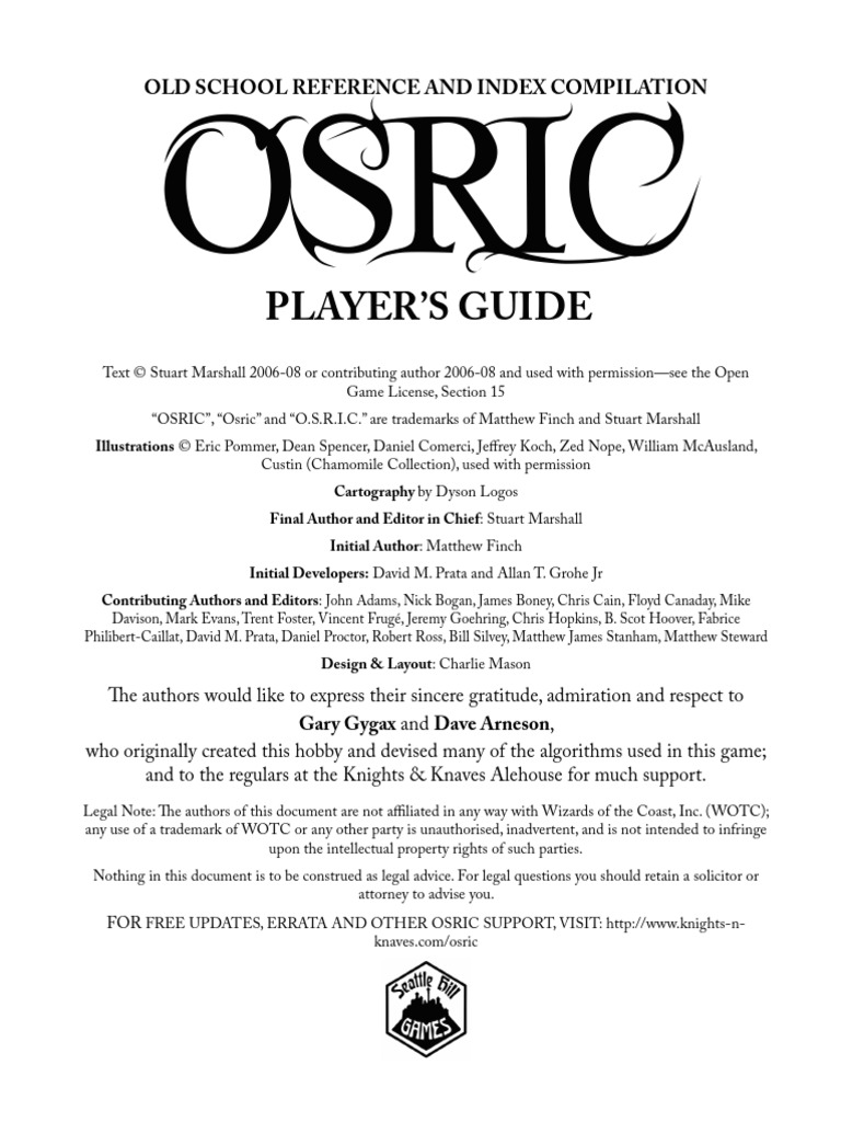 OSRIC Player's Guide 1a | PDF | Dungeons & Dragons | D20 System