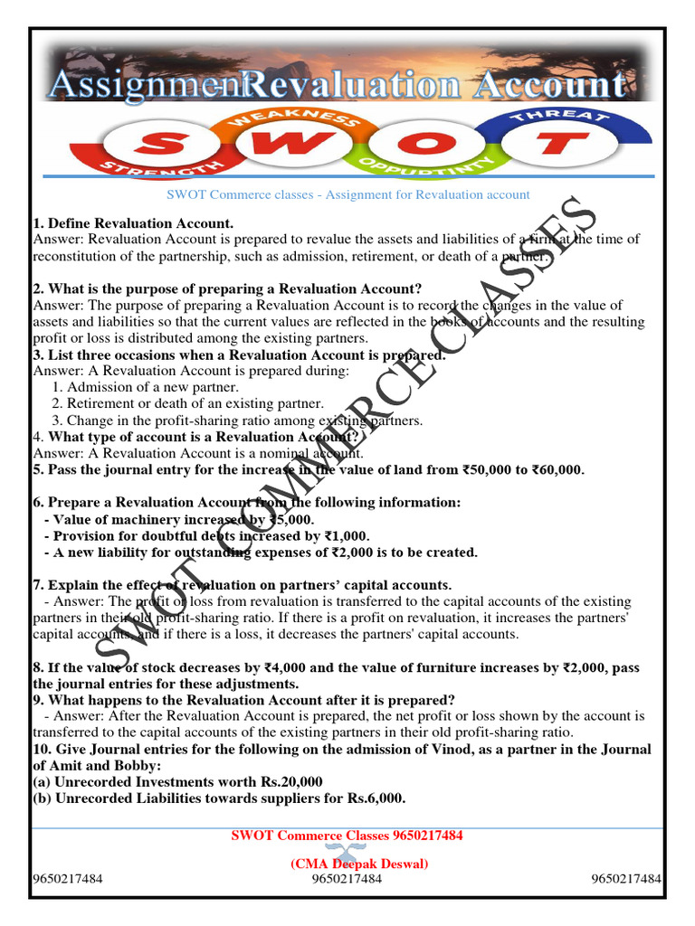 Revaluation Assignment | PDF | Book Value | Balance Sheet
