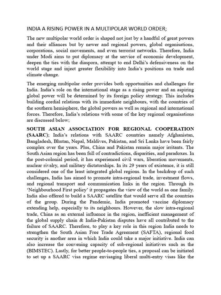 India a Rising Power in a Multipolar World Order | Download Free PDF ...