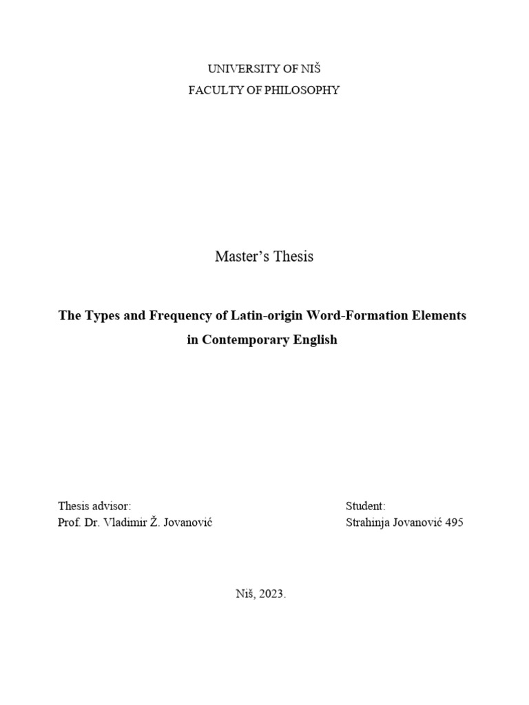 The Types and Frequency of Latin Origin Word Formation Eleme | Download ...