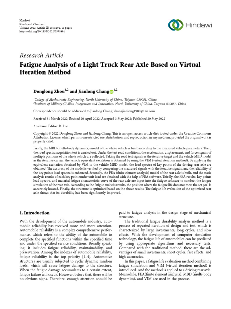 Rear Axle FEA & Fatigue | PDF | Fatigue (Material) | Reliability Engineering