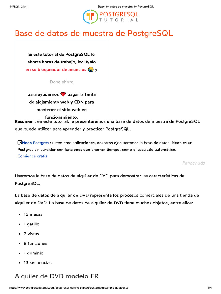 Base de Datos de Muestra de PostgreSQL | PDF | Computers | Technology & Engineering