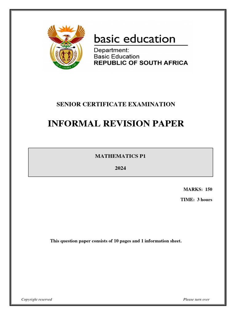 Mathematics P1 June 2024 Revision Paper Eng | PDF | Speed | Depreciation