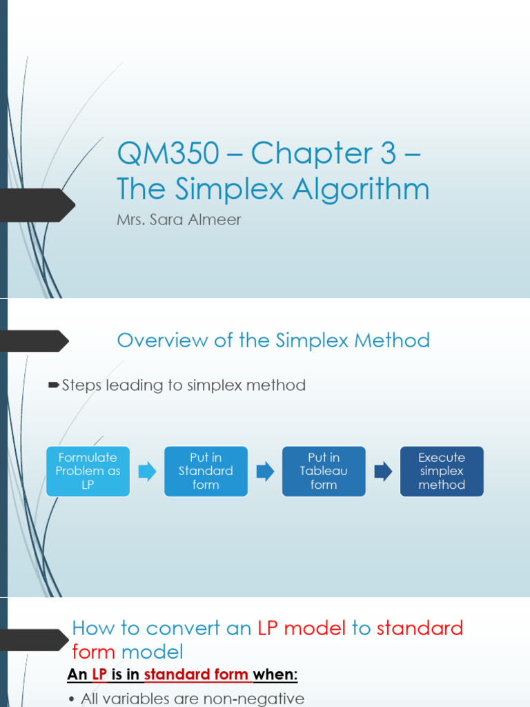 Chpter 3 Simplex Algorithm Pdf Systems Analysis Algorithms And Data Structures